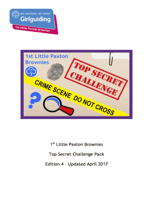 Fillable Online 1st Little Paxton Brownies Top Secret Challenge Pack ...