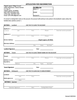 Fillable Online APPLICATION FOR DISCONNECTION Fax Email Print - pdfFiller