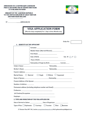 Fillable Online Gabon Visa Application - Universal Visas Services Fax ...