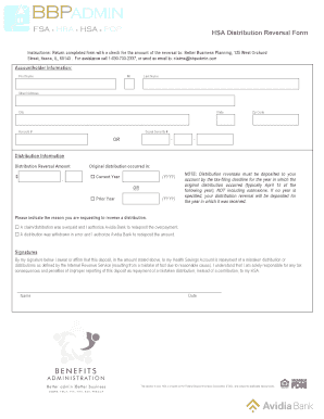 Fillable Online HSA Distribution Reversal Form - support.bbp-dac.com Fax Email Print - pdfFiller