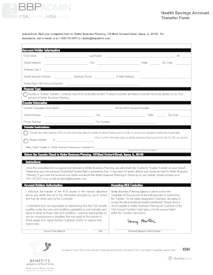 Fillable Online Health Savings Account Transfer Form - Knowledge base ...