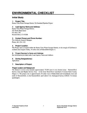 Fillable Online ENVIRONMENTAL CHECKLIST - bvh2o.com Fax Email Print ...