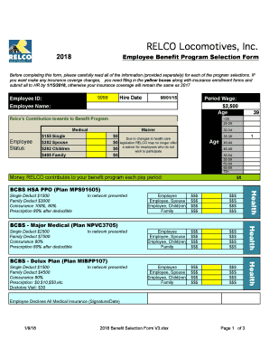 Fillable Online 2018 Benefit Selection Form V3 - relcolocomotives.net ...