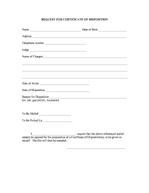 Fillable Online Certificate of Disposition Request form.doc Fax Email Print - pdfFiller