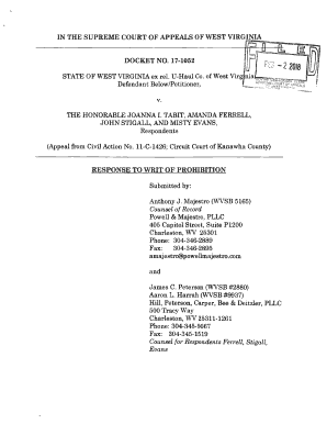 Fillable Online response to petition for writ of prohibition, SER U-Haul Co. of West ... Fax ...