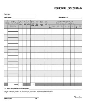 Fillable Online Commercial Lease Summary.doc Fax Email Print - pdfFiller