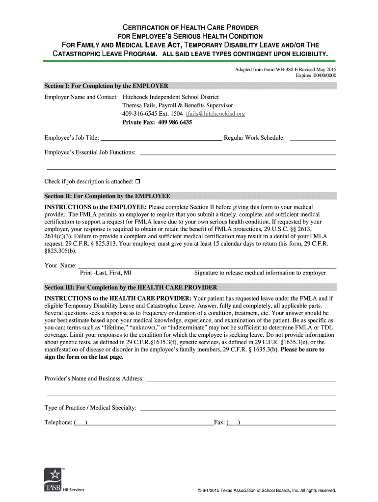 Fillable Online Certification of Health Care Provider for Employees ...