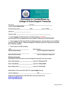 Fillable Online Permission to Transfer/Share my College of Direct ...