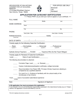 Fillable Online I hereby apply for Renewal of Catechist Certification ...