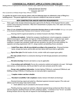 Fillable Online checklist and requirements for commercial permit ...