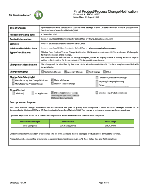 Fillable Online Final Product/Process Change Notification Fax Email ...
