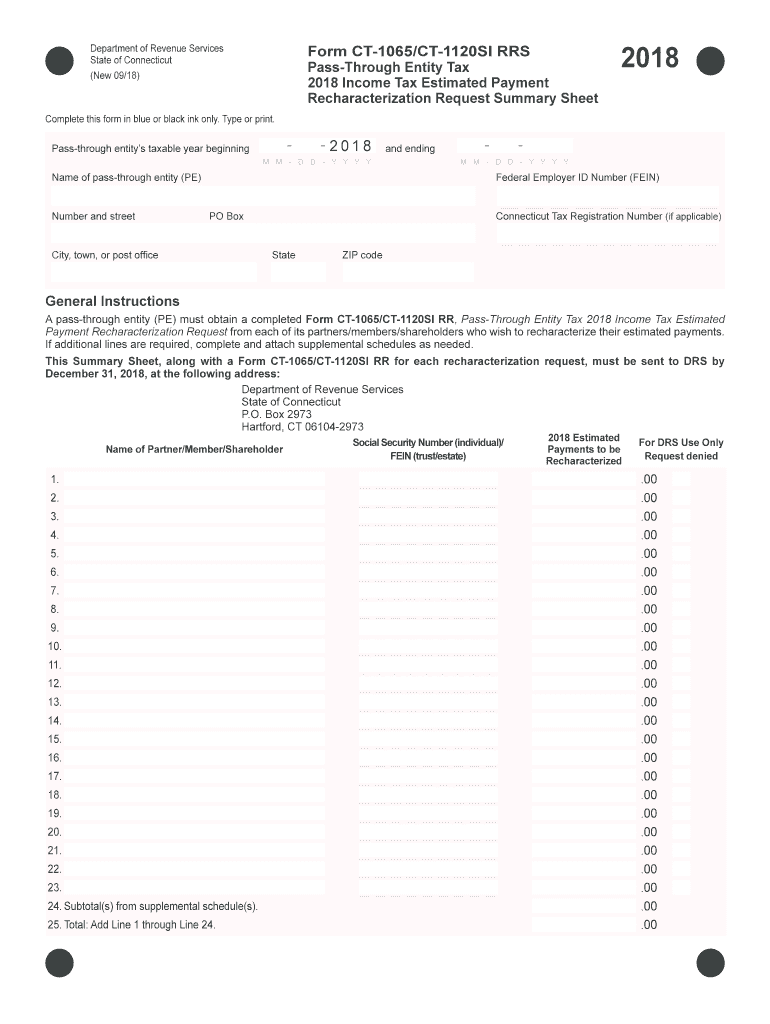 Fillable Online Form CT-1065/CT-1120SI RRS Fax Email Print - pdfFiller