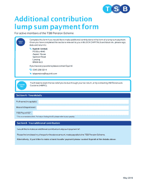 Fillable Online Additional contribution lump sum payment form - TSB Pension Site Fax Email Print ...