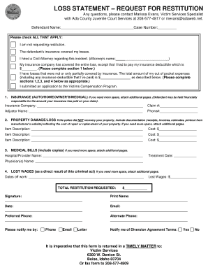 Fillable Online Victim Loss Statement Fax Email Print - pdfFiller