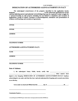 Fillable Online DESIGNATION OF AUTHORIZED AGENT/ATTORNEY-IN-FACT Fax ...