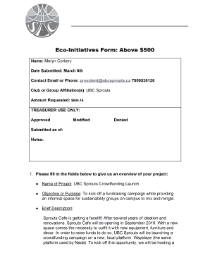 Fillable Online Eco-Initiatives Form: Above $500 - WordPress.com Fax ...