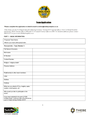 Fillable Online Holiday Swap - Application Form v3.doc Fax Email Print ...