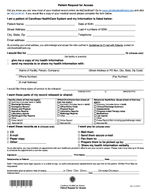 Fillable Online Patient Request for Access Form - Atrium Health Fax ...