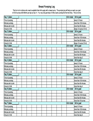 Fillable Online Breast Pumping Log - atriumhealth.org Fax Email Print ...