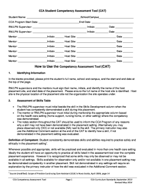 Fillable Online CCA Student Placement Assessment Tool Fax Email Print ...