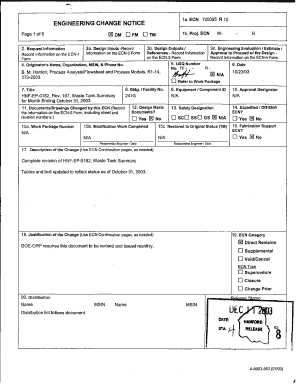 Fillable Online ENGINEERING CHANGE NOTICE I1Direct Revision Fax Email ...