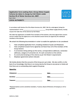 Fillable Online Application Form for Taking In Charge of GWS by Irish ...