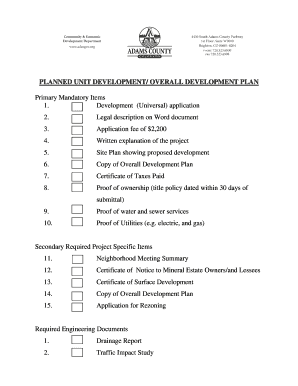 Fillable Online PLANNED UNIT DEVELOPMENT/ OVERALL DEVELOPMENT PLAN Fax ...