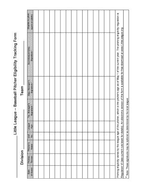 Little League -- Baseball Pitcher Eligibility Tracking ... - Fill and ...