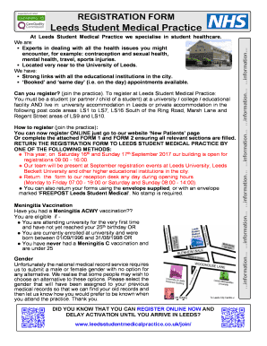 Fillable Online Leeds Student Medical Practice Fax Email Print - pdfFiller