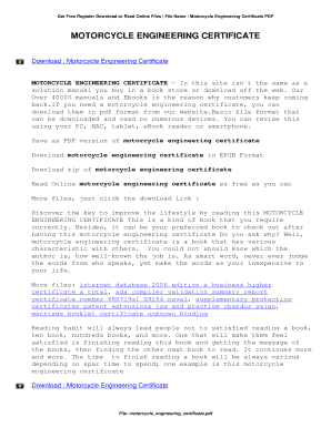 Fillable Online Motorcycle Engineering Certificate. Motorcycle ...