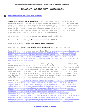 Fillable Online Texas 4th Grade Math Workbook. Texas 4th Grade Math ...