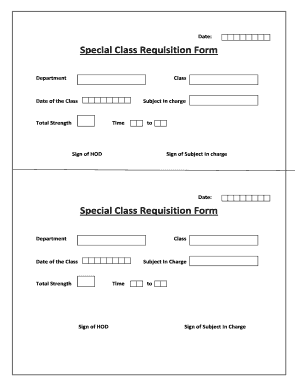 Fillable Online Special Class Requisition Form Special Class ...