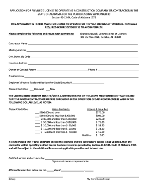 Fillable Online application for privilege license to operate as a ...