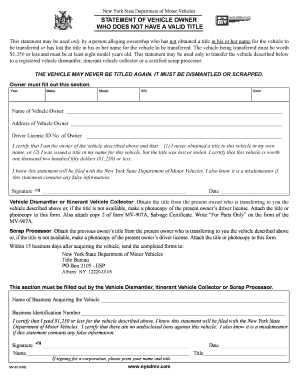 Fillable Online STATEMENT OF VEHICLE OWNER Fax Email Print - pdfFiller