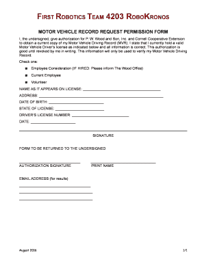 Fillable Online FIRST ROBOTICS TEAM 4203 ROBOKRONOS Fax Email Print ...