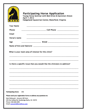Fillable Online Participating Horse Application Fax Email Print - pdfFiller
