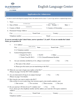 Fillable Online ELC Application - ODU Fax Email Print - pdfFiller