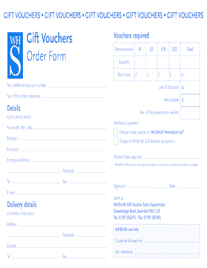 Fillable Online Achievement Reward Voucher Order Form - WHSmith Fax ...