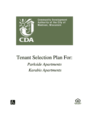 Fillable Online Tenant Selection Plan For: Fax Email Print - pdfFiller