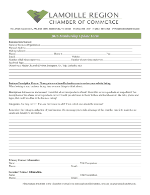Fillable Online 2016 Membership Update Form Fax Email Print - pdfFiller