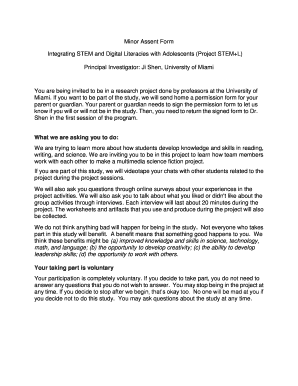 Fillable Online Minor Assent Form Fax Email Print - pdfFiller