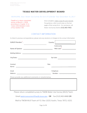 Fillable Online TEXAS WATER DEVELOPMENT BOARD CONTACT ... Fax Email ...