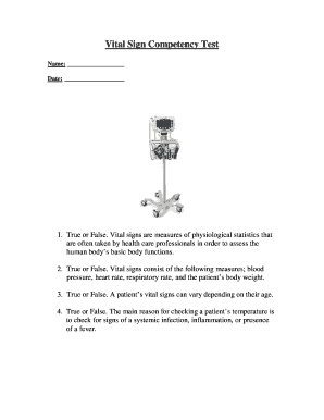 Fillable Online Vital Sign Competency Test.doc Fax Email Print - pdfFiller