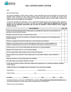 Fillable Online ada attestation letter - Molina Healthcare Fax Email ...
