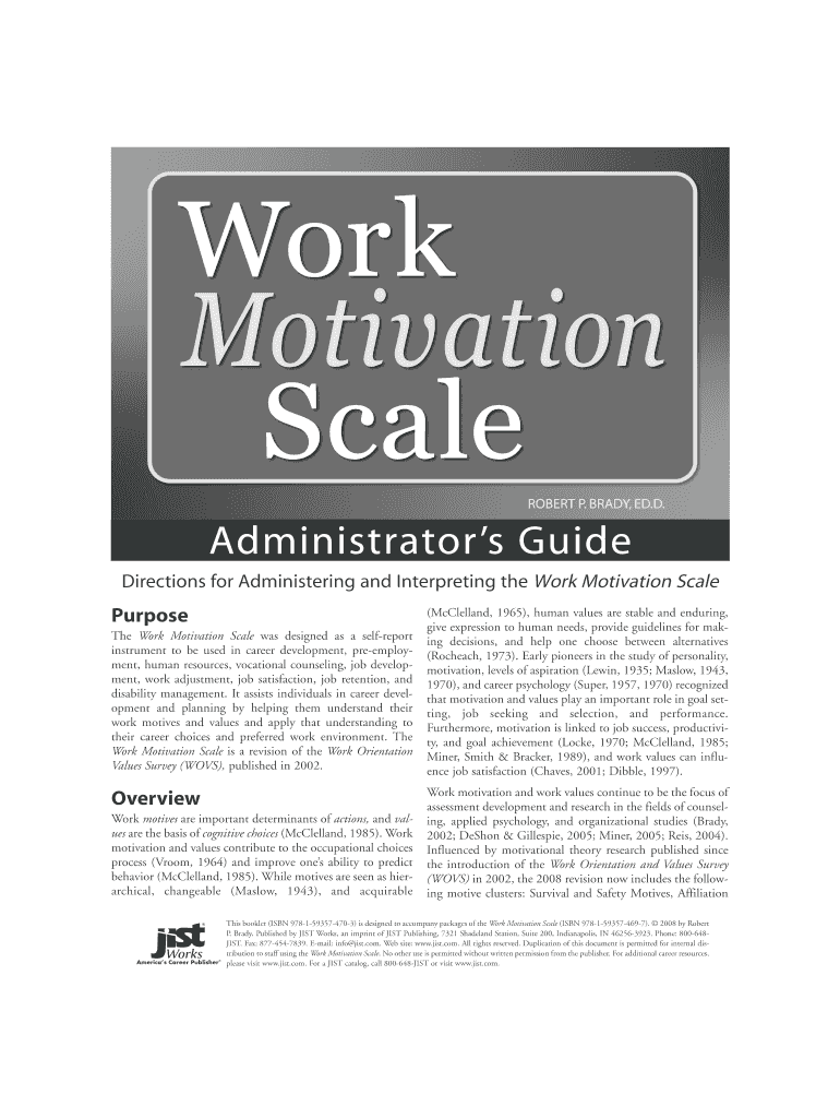 Fillable Online Work Motivation Scale - JIST Career Solutions Fax Email ...
