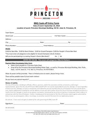 Fillable Online BBQ Cook-off Entry Form Fax Email Print - pdfFiller