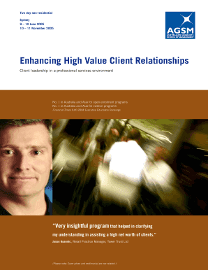 Fillable Online Enhancing High Value Client Relationships - Advanced ...