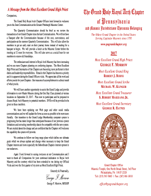 Fillable Online Most Excellent Grand High Priest GEORGE F. MORROW Fax ...