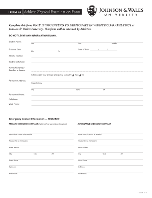 Fillable Online Health Forms JWU Health Fax Email Print - pdfFiller