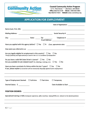 Fillable Online application for employment - Coastal Community Action ...